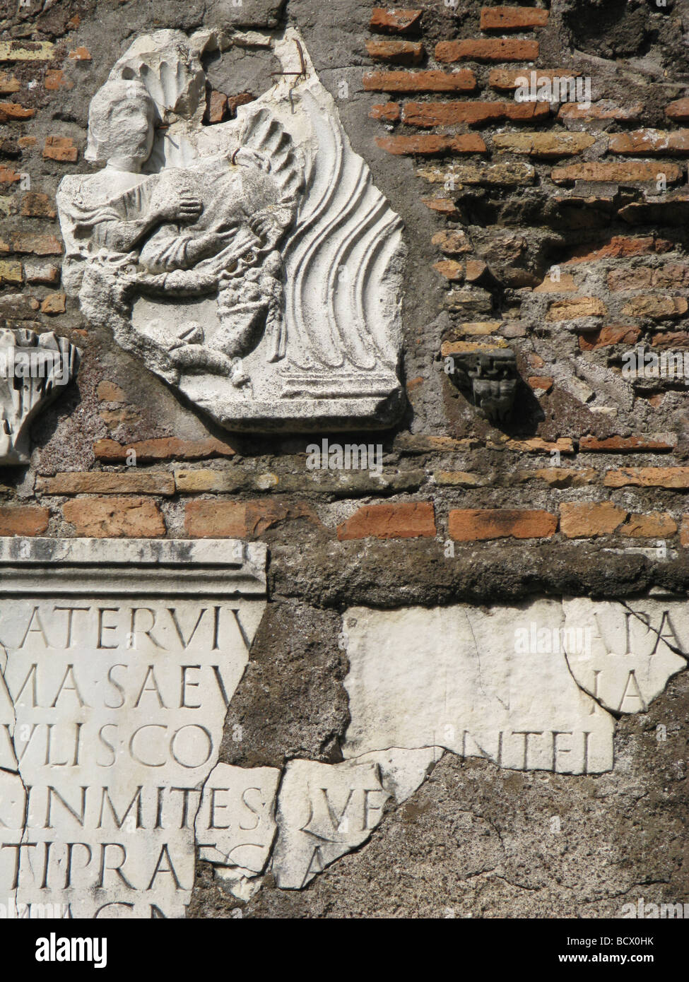 latin inscription on roman tomb on the old appian way in rome italy ...
