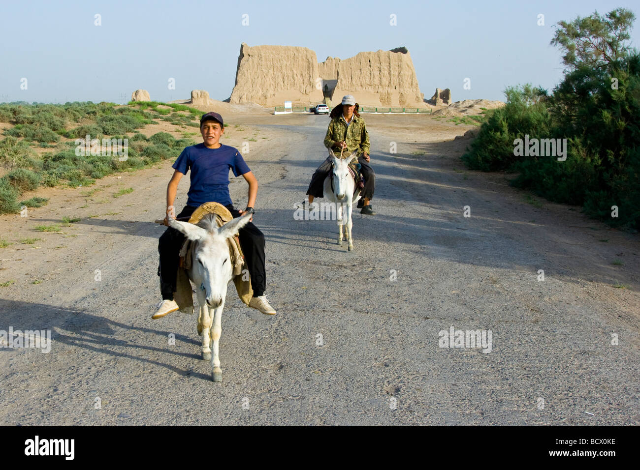 Turkmen Boys in front of Kyz Kala at the Ruins of Merv in Turkmenistan ...