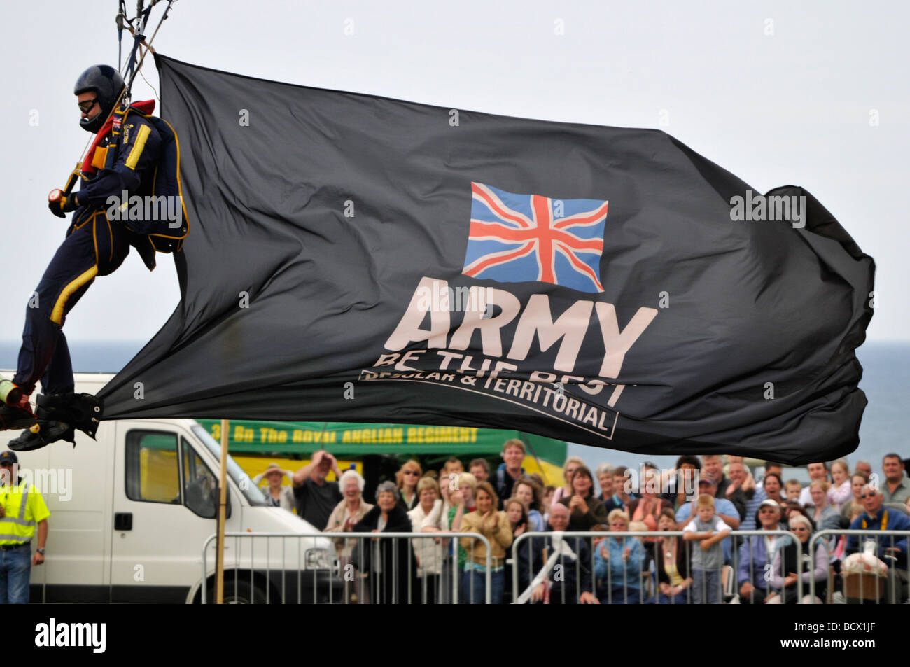 Army freefall parachute display team at Cromer Carnival in Cromer North ...