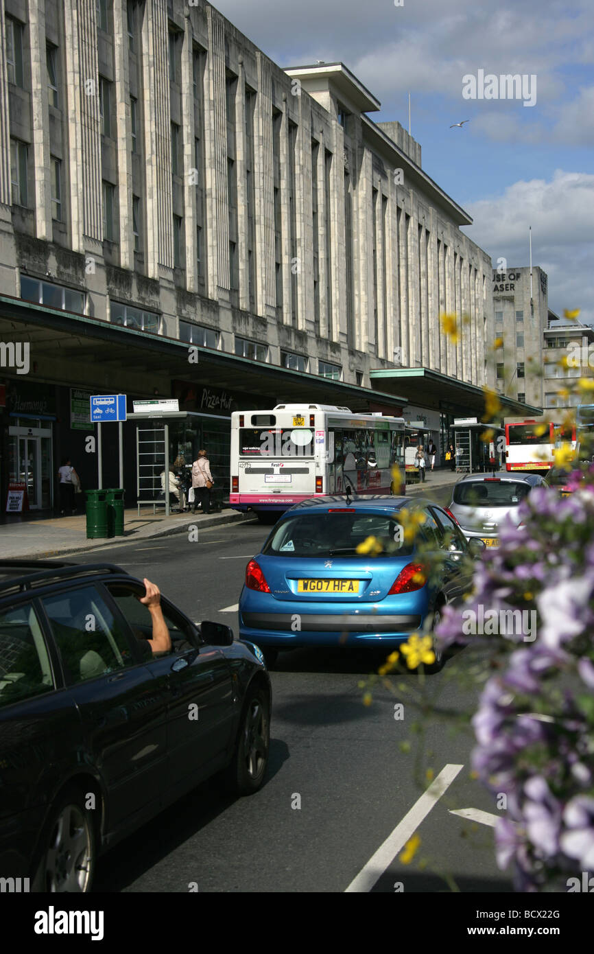 City of Plymouth, England. City centre traffic on Plymouth’s busy Royal ...