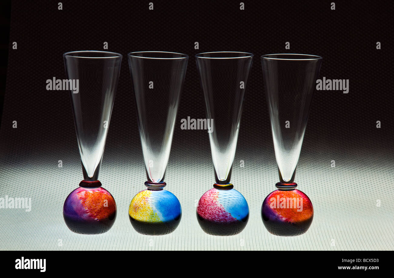 Unique Hand Blown coloured Champagne Flutes from the Potter Morgan ...