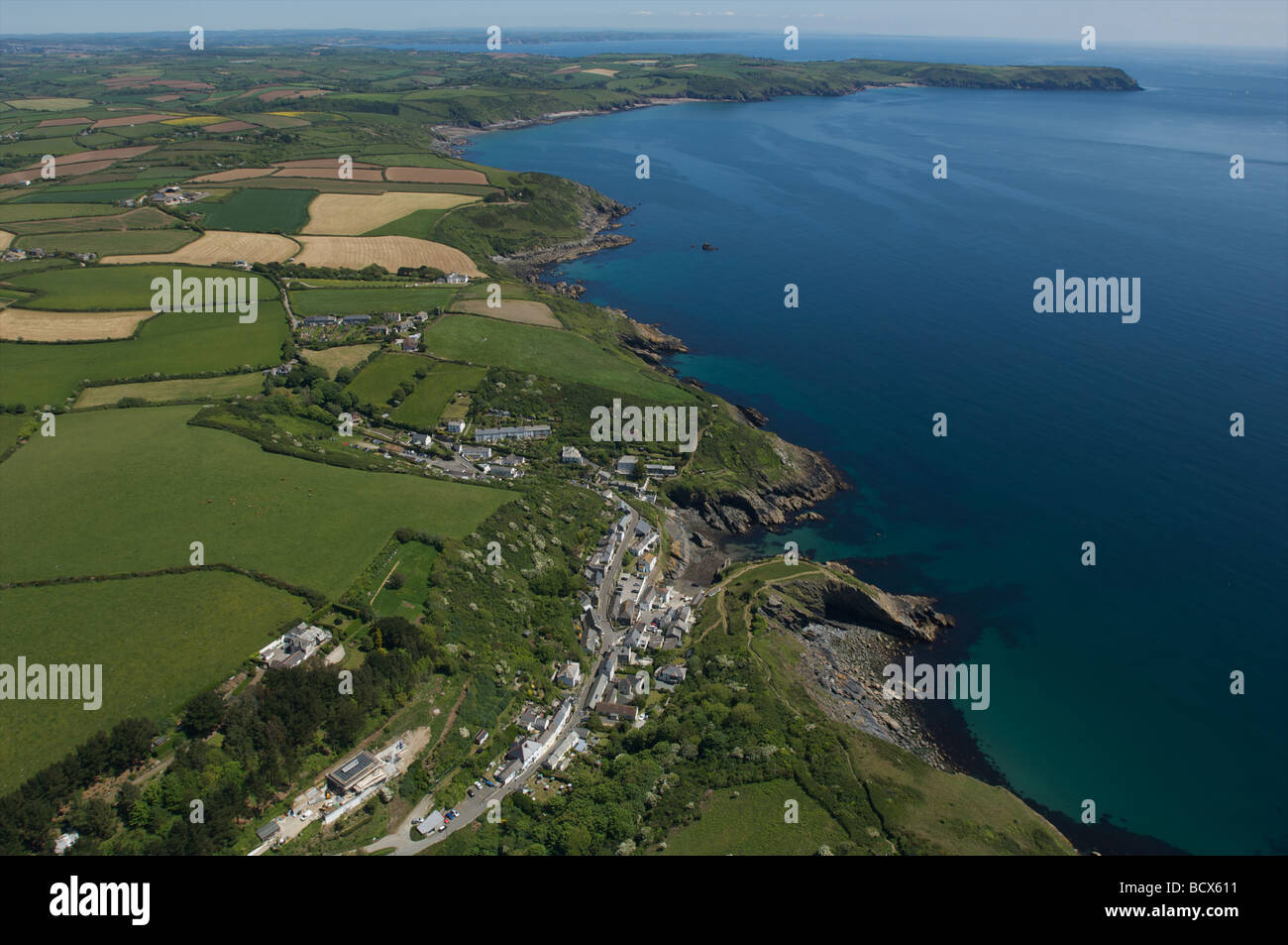 Aerial views of Portloe Conwall Stock Photo - Alamy
