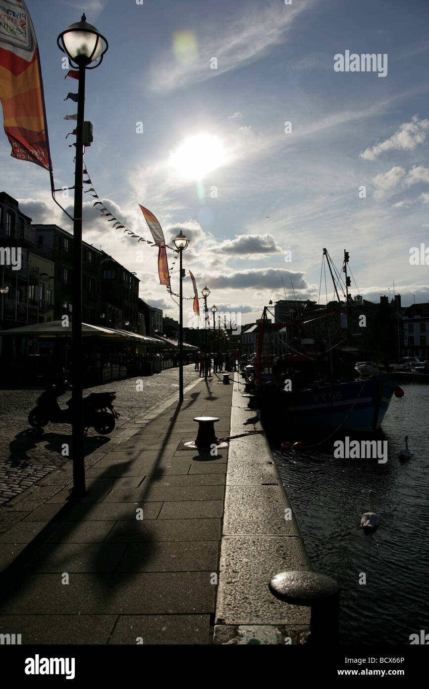 City of Plymouth, England. Silhouetted view of Quay Road, which was ...