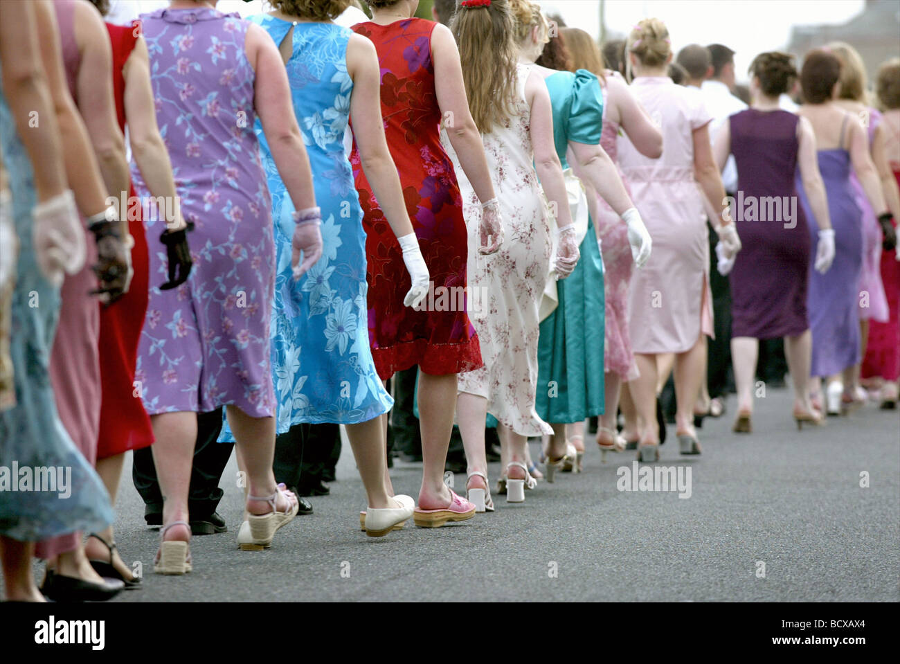 Female dancers dressed up for the Flora Day celebrations in Helston ...