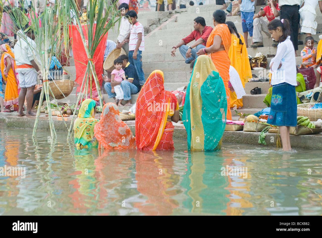 People bathing in Ganges river. Varanasi, India Stock Photo - Alamy
