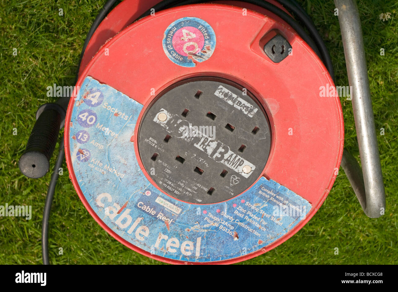 Four Socket Extension Cable Reel Stock Photo - Alamy