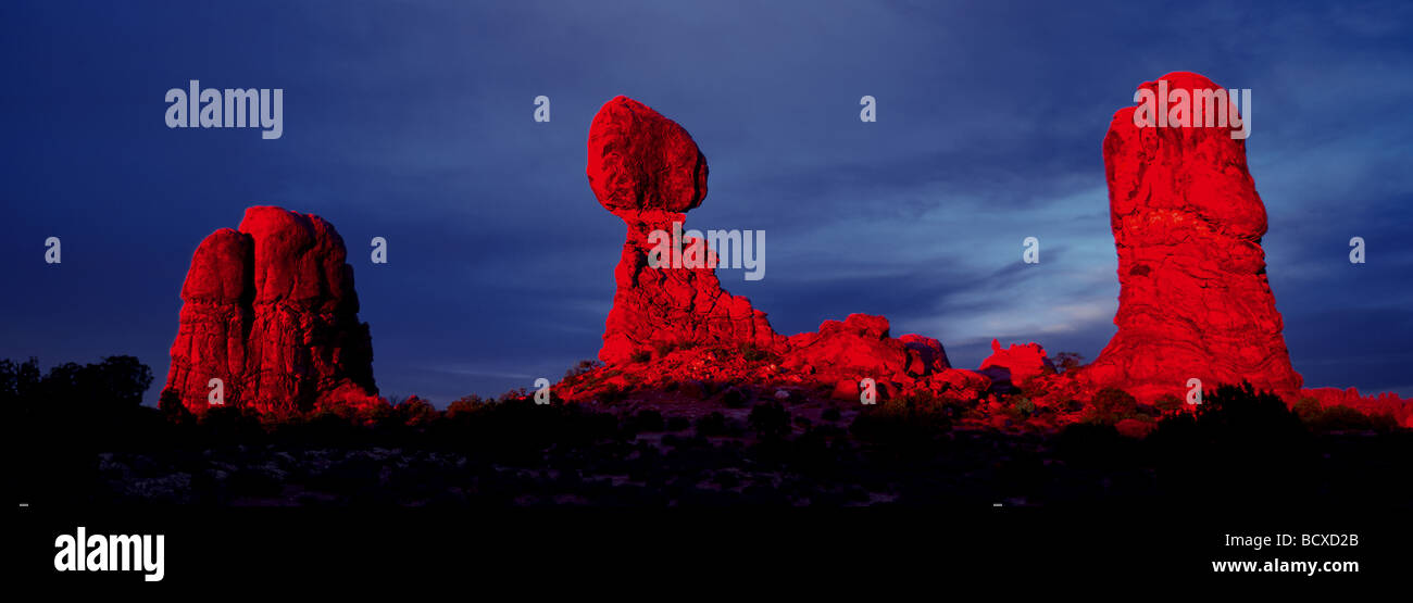 Balance Rock panoramic Arches National Park USA Stock Photo - Alamy