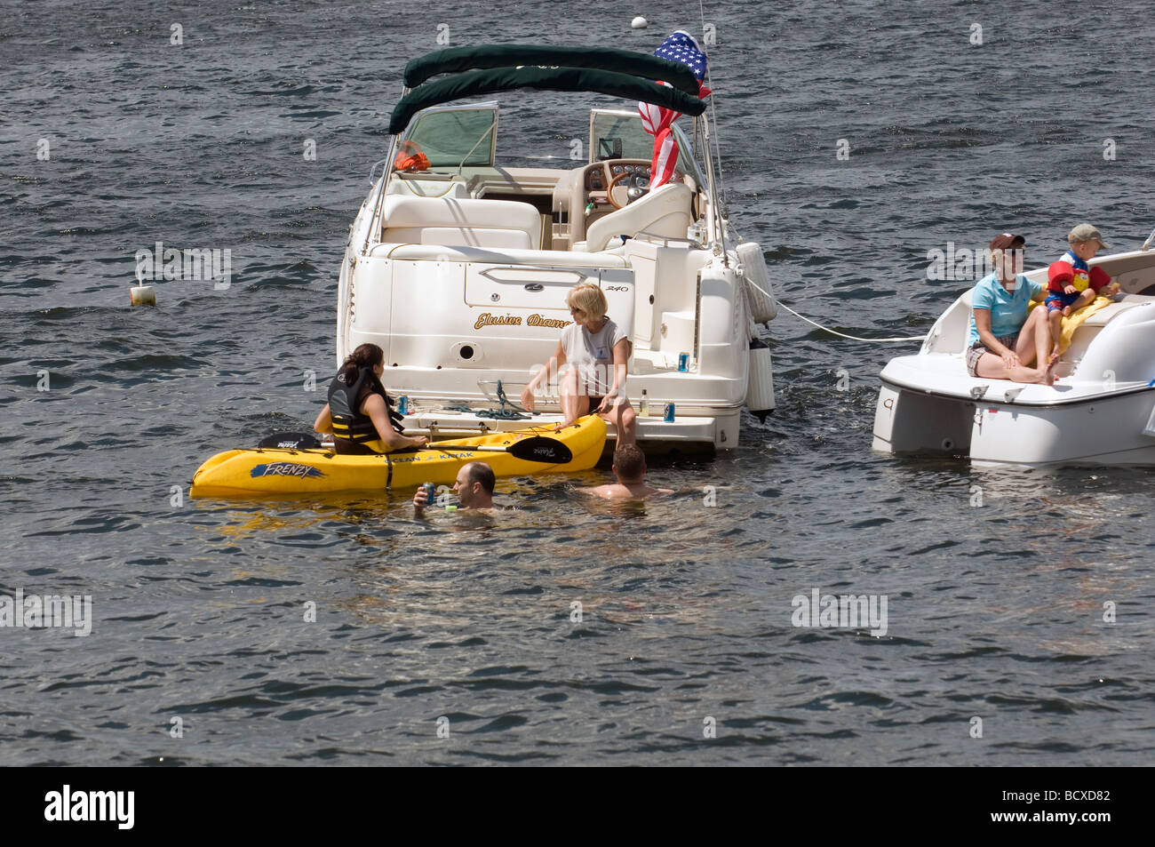 People watching Bristol Rhode Island fourth of July parade from Boats ...