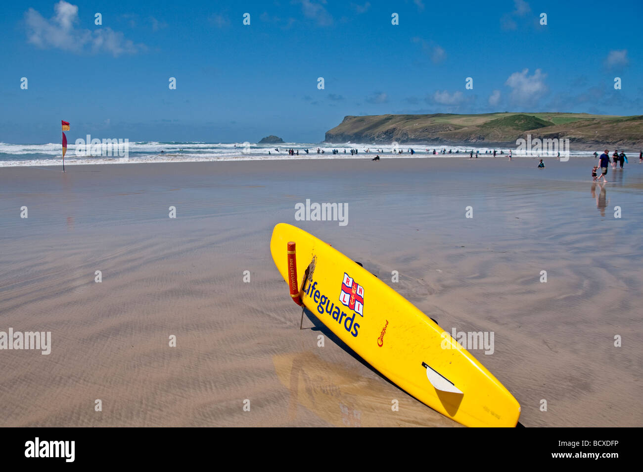 lifeguards on Polzeath Beach Cornwall England Stock Photo - Alamy