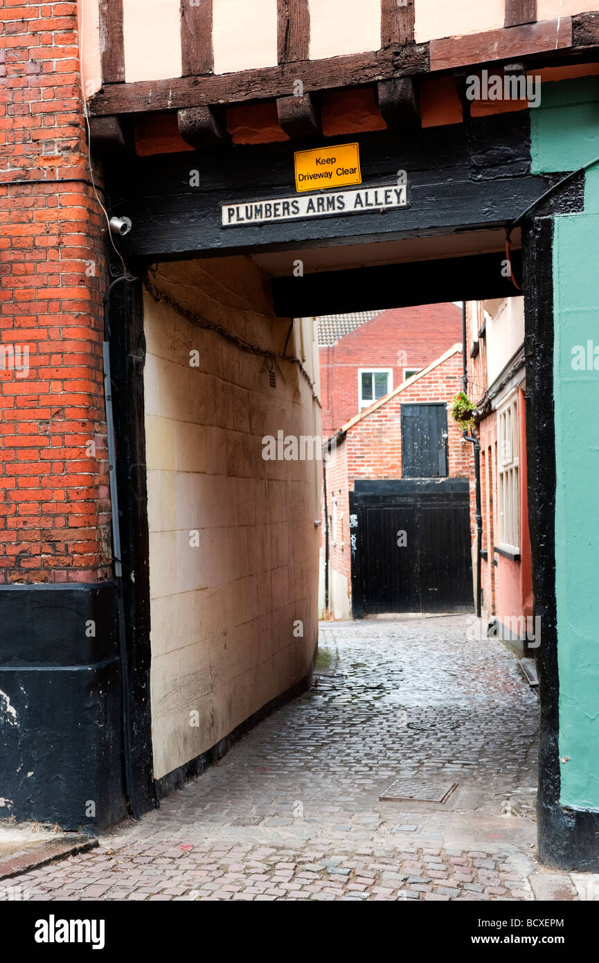 A view of an old alleyway with cobbled street Stock Photo - Alamy