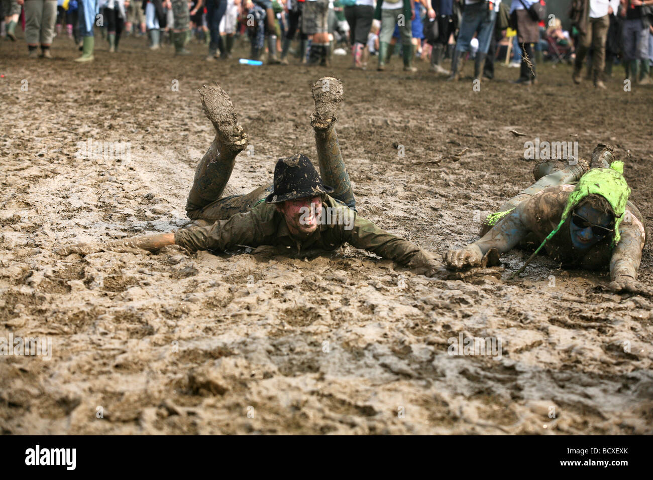 Fun in the mud at Glastonbury 2009 Stock Photo - Alamy