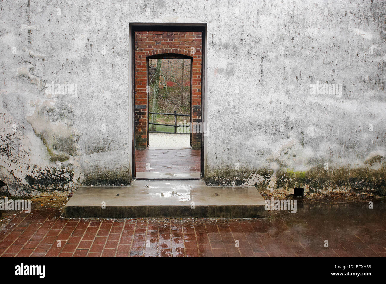 The courtyard exit from the jail in Colonial Williamsburg Virginia ...