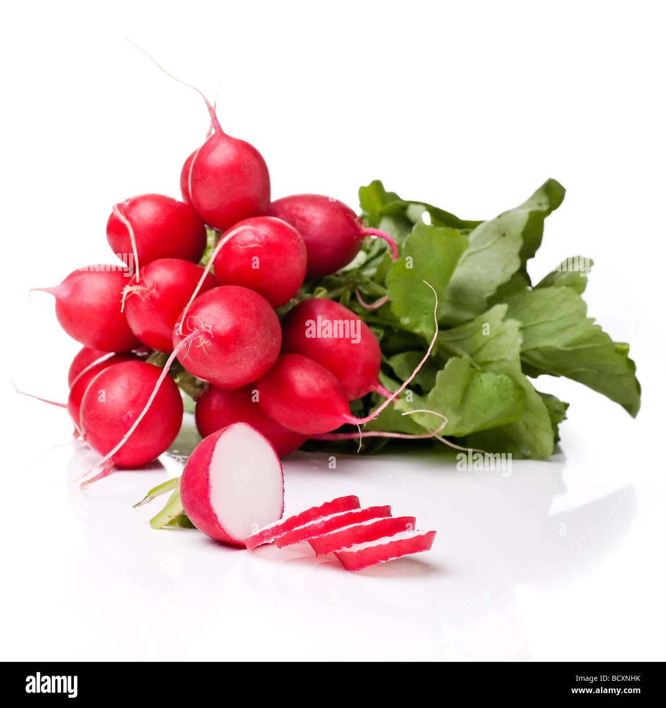 Bunch or radishes isolated in studio on white background Stock Photo ...