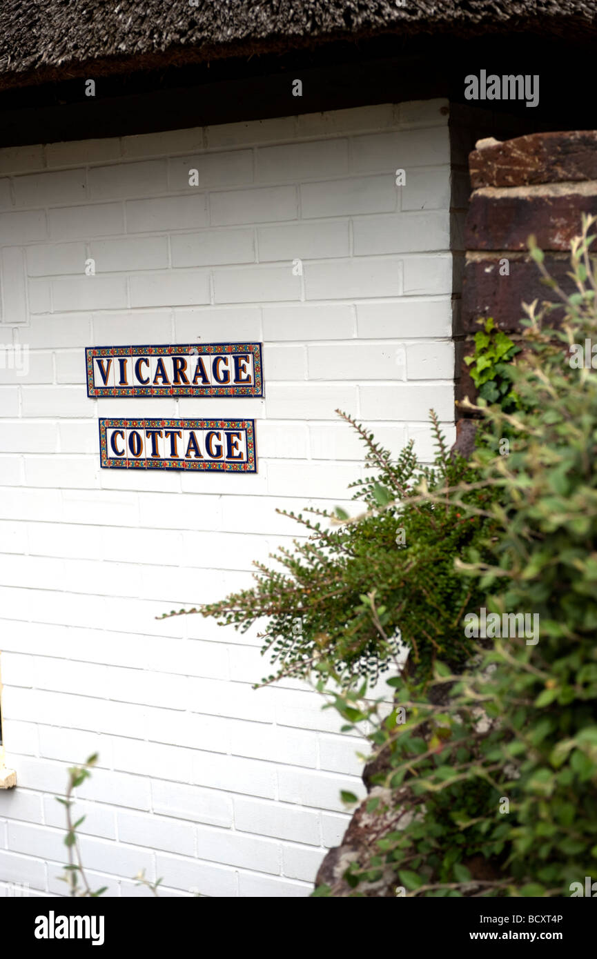 The house name plate of Vicarage Cottage Stock Photo - Alamy