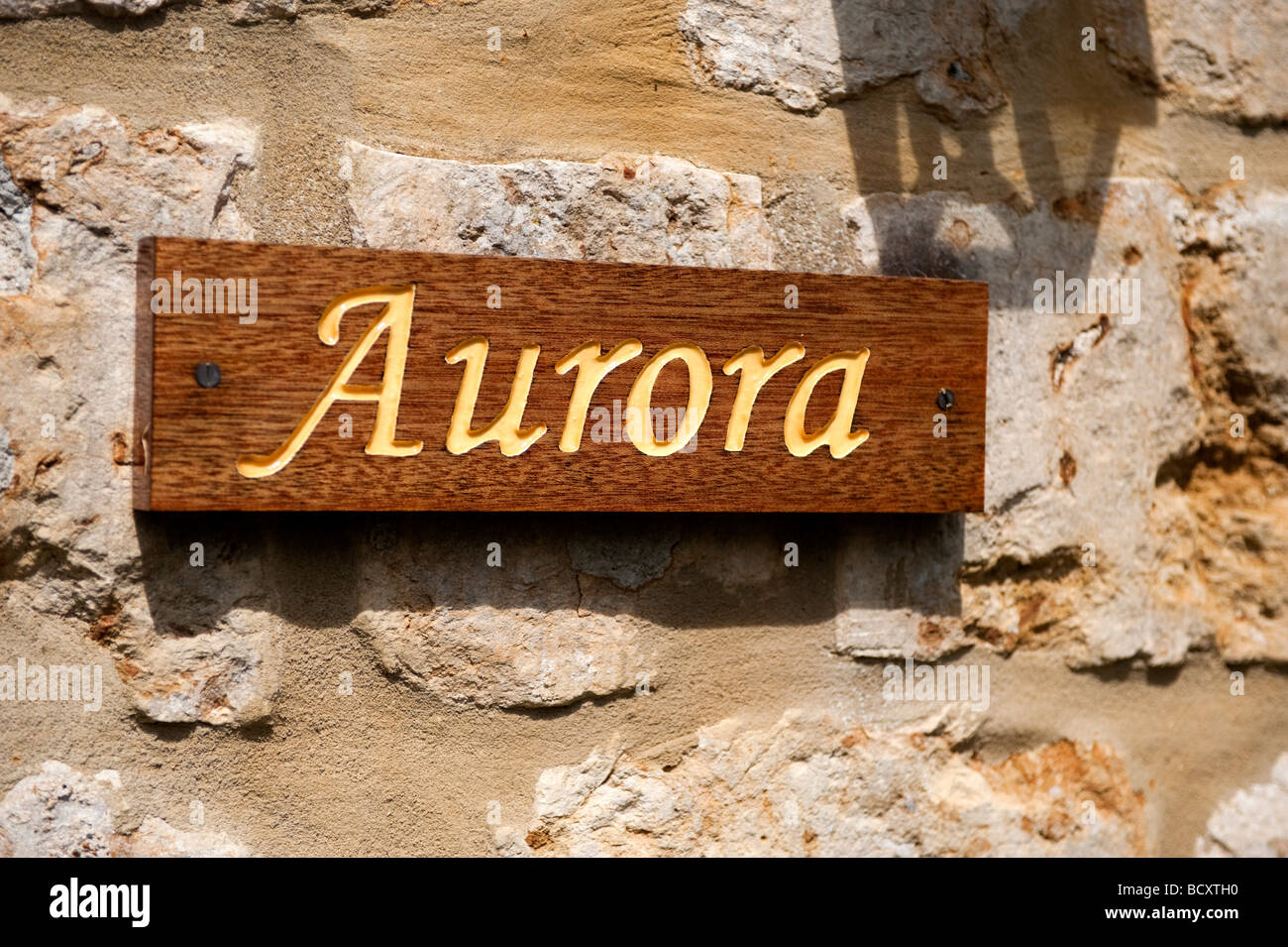 Aurora, a house sign Stock Photo - Alamy