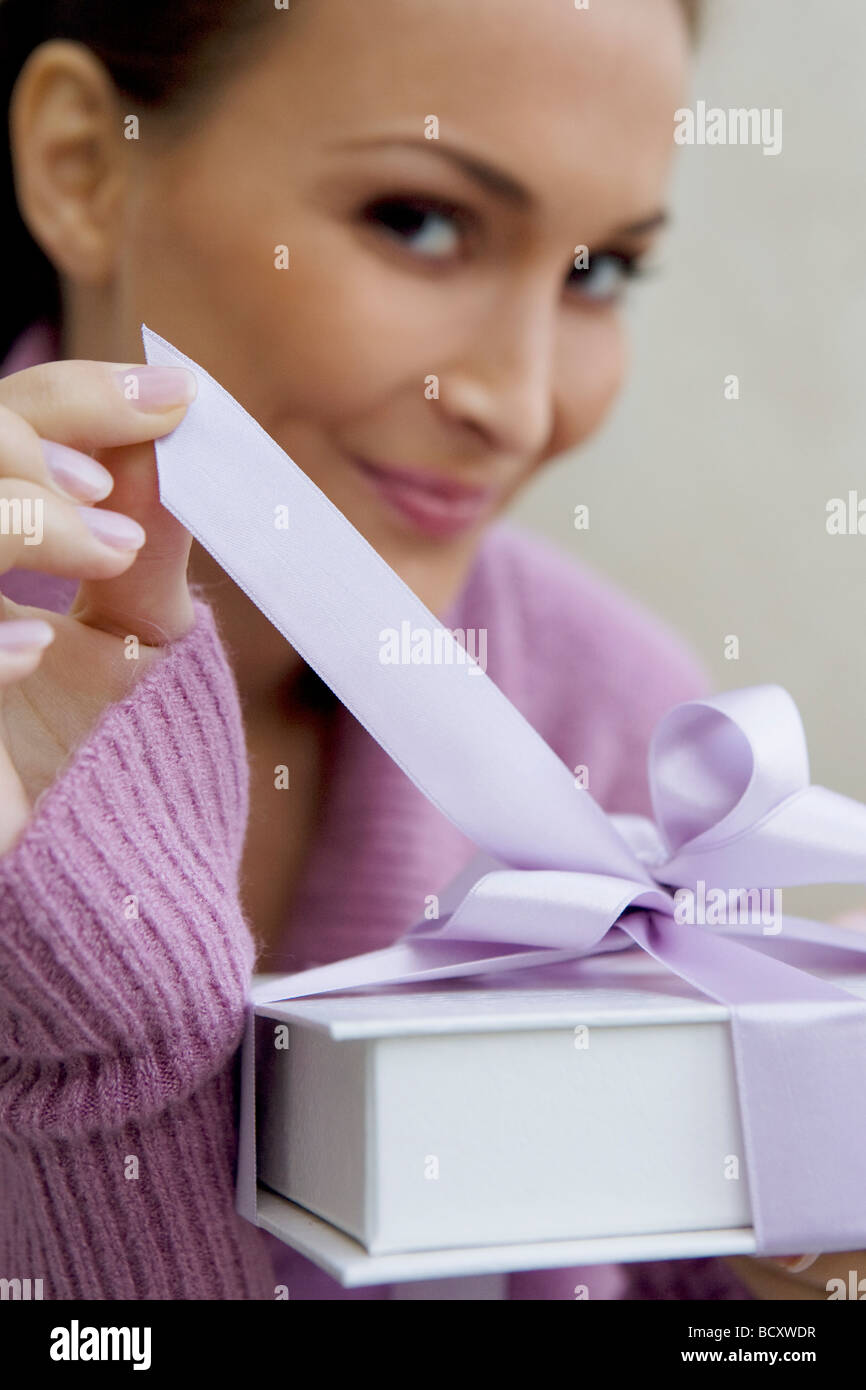 woman with present Stock Photo - Alamy