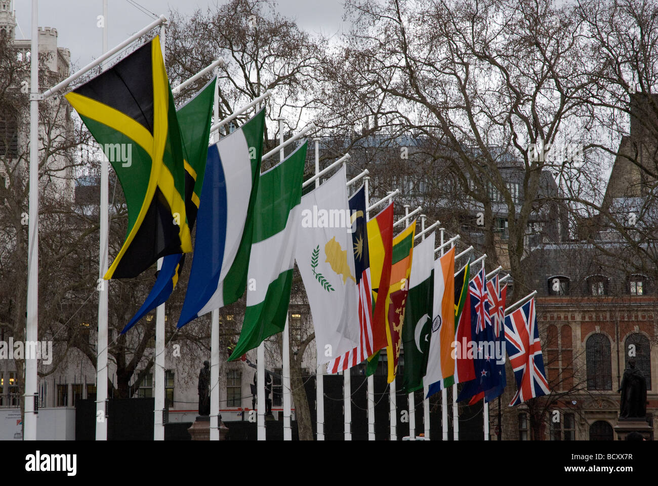 Flags in Parliament Square, London Stock Photo - Alamy