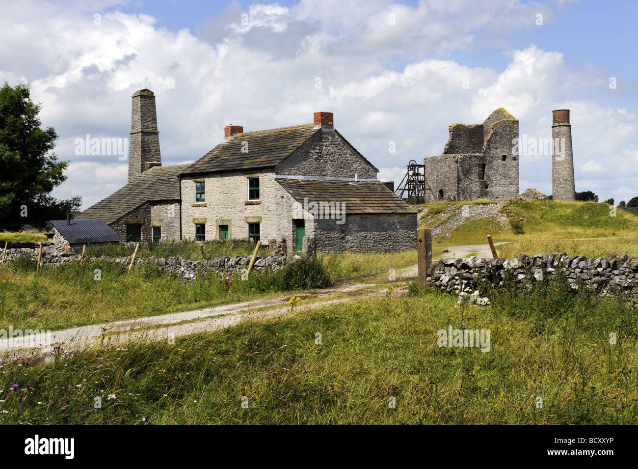 The old Magpie Mine, which mined lead, in the Peak District National ...