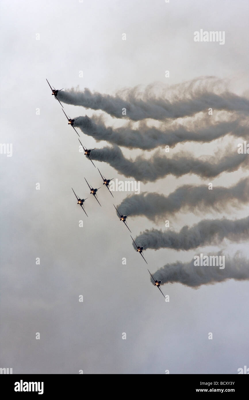 RAF Red Arrows display team in Swan formation - Perth Airport Scotland ...