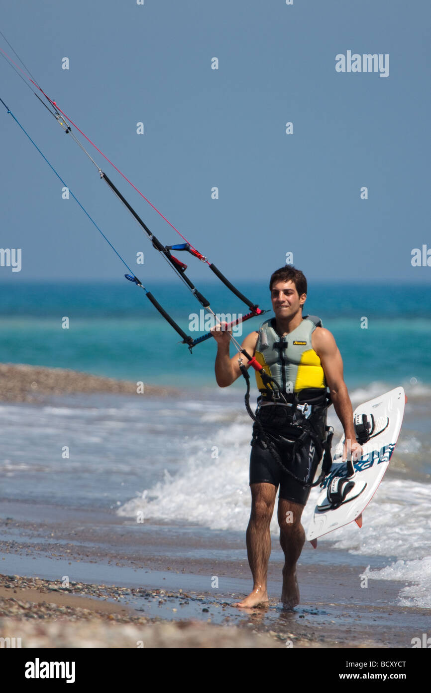 Learning how to kite surf at Avdimou beach Cyprus Stock Photo - Alamy