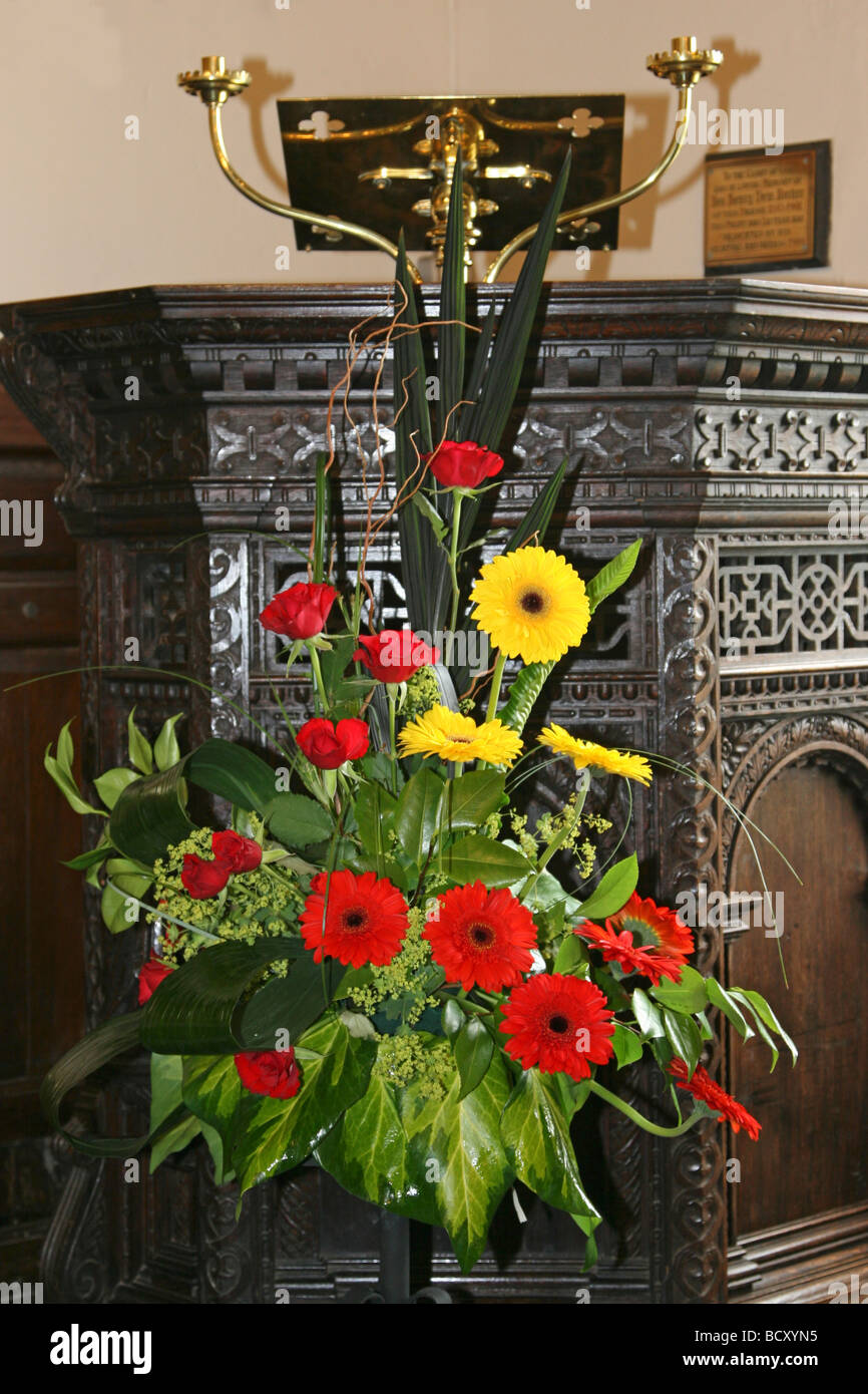 Flower arrangement in Whitney on Wye church, Herefordshire, UK Stock ...