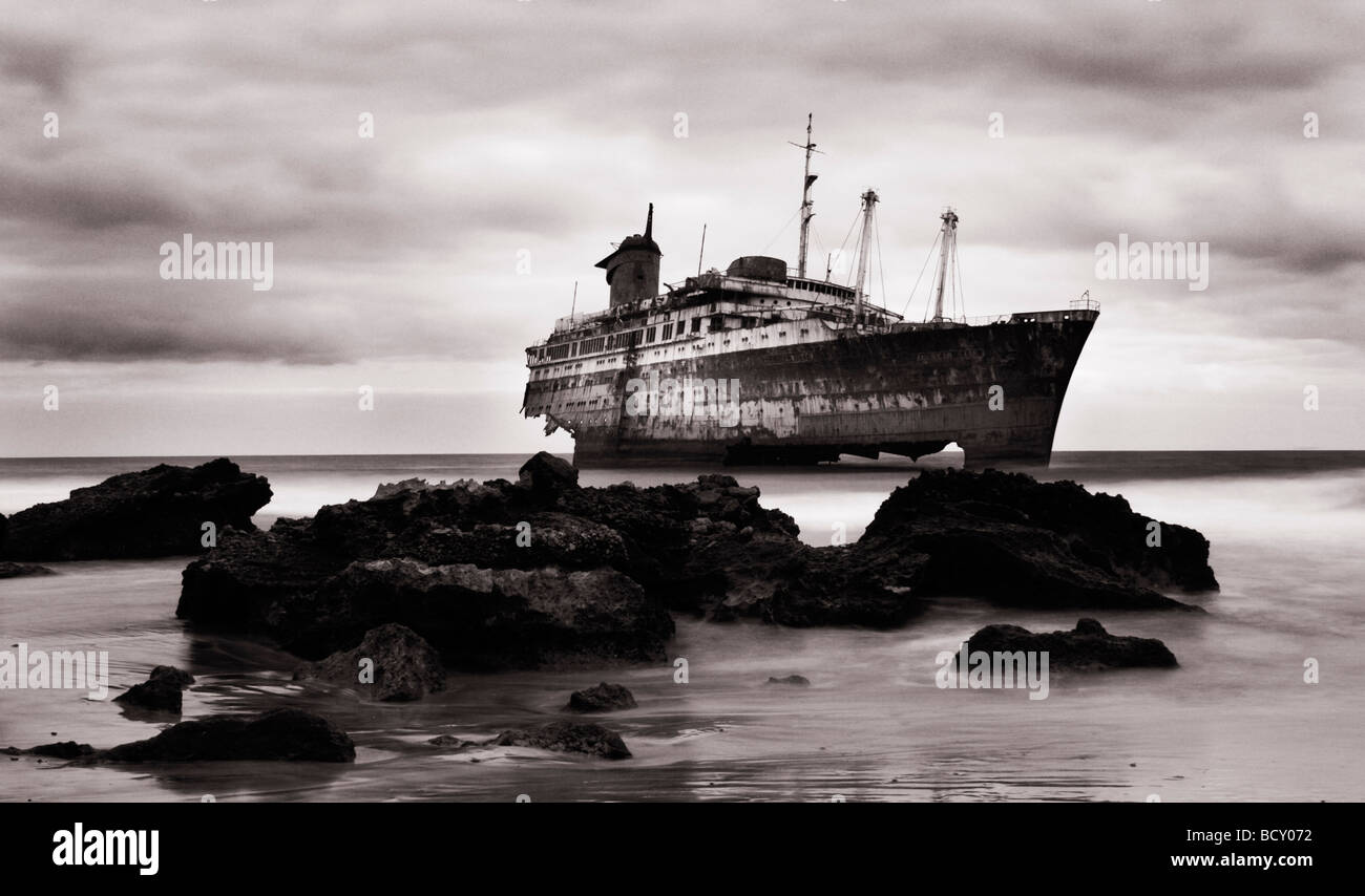 The wreck of SS American Star, Playa de Garcey, Fuerteventura, canary ...