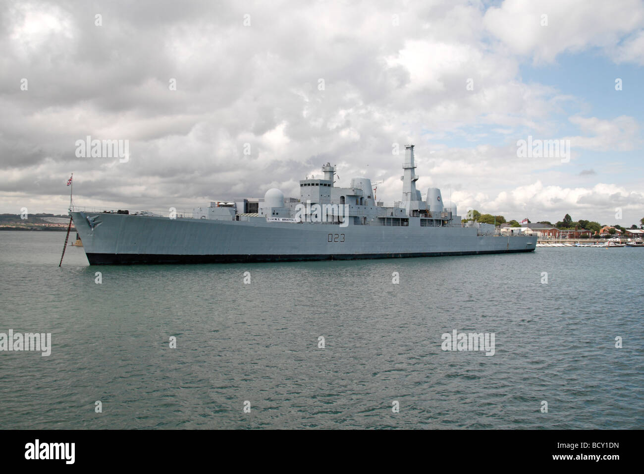 HMS Bristol (D23), the only Type 82 destroyer of the Royal Navy, moored ...
