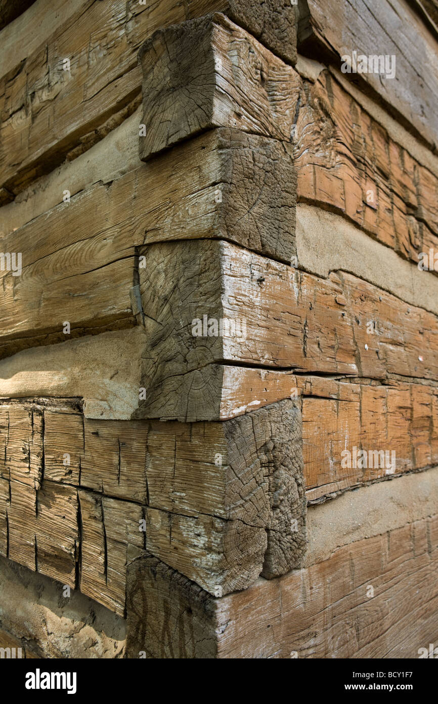 Amish log building corner detail dovetail joints Indiana Stock Photo ... Amish log building corner detail dovetail joints Indiana Stock Photo ...