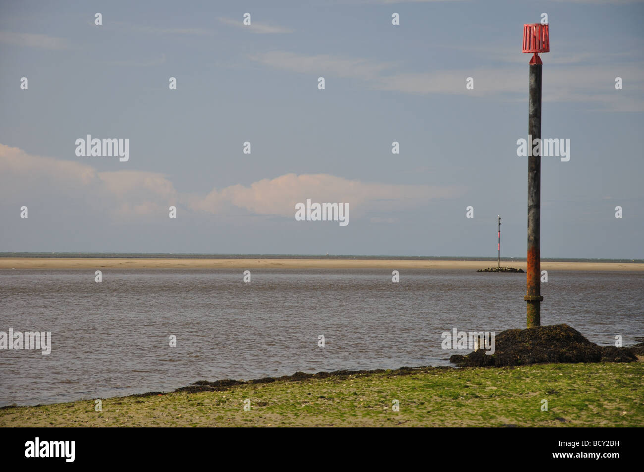 Channel markers River Teifi estuary bar Stock Photo - Alamy
