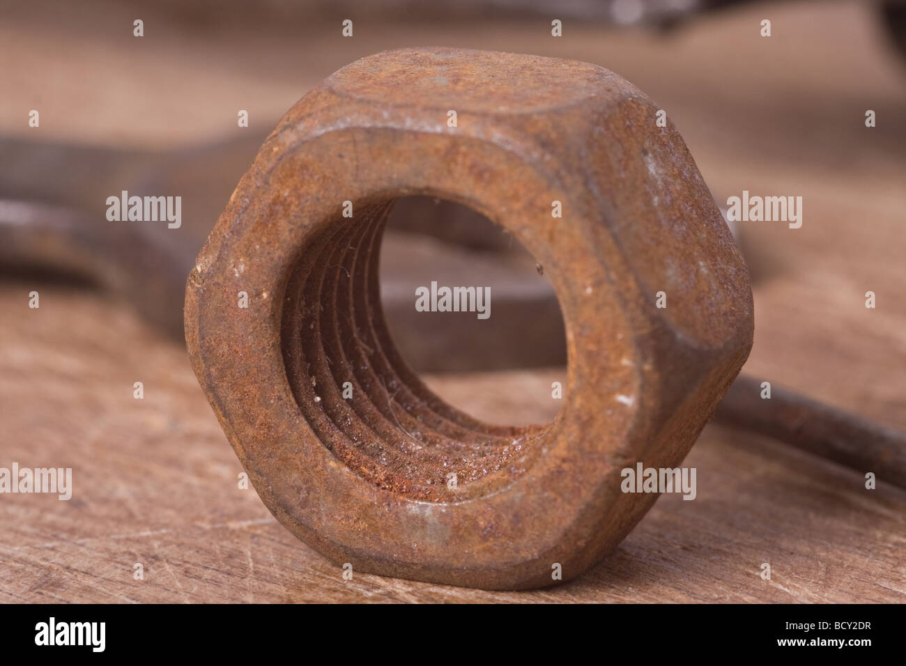 macro shot of rusty bolt nut Stock Photo - Alamy