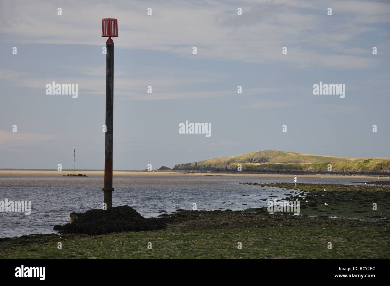 Channel marker River Teifi estuary Cardigan island Wales Stock Photo ...