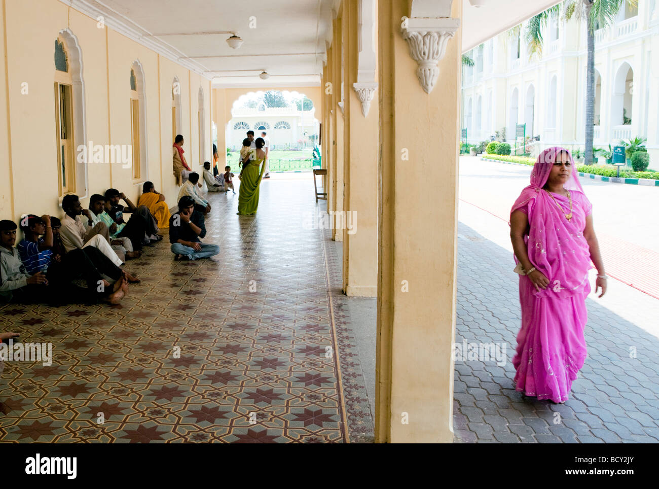 Indian Woman Walking In the Grounds Of The Maharaja's Palace Mysore ...