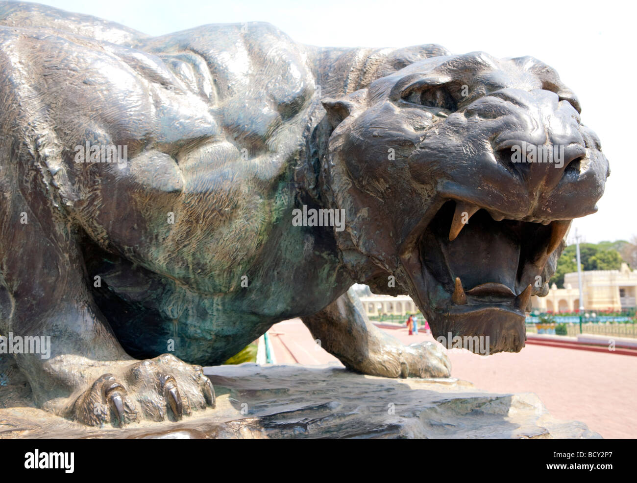 Bronze Tiger Outside The Maharaja's Palace Mysore Karnataka State India ...
