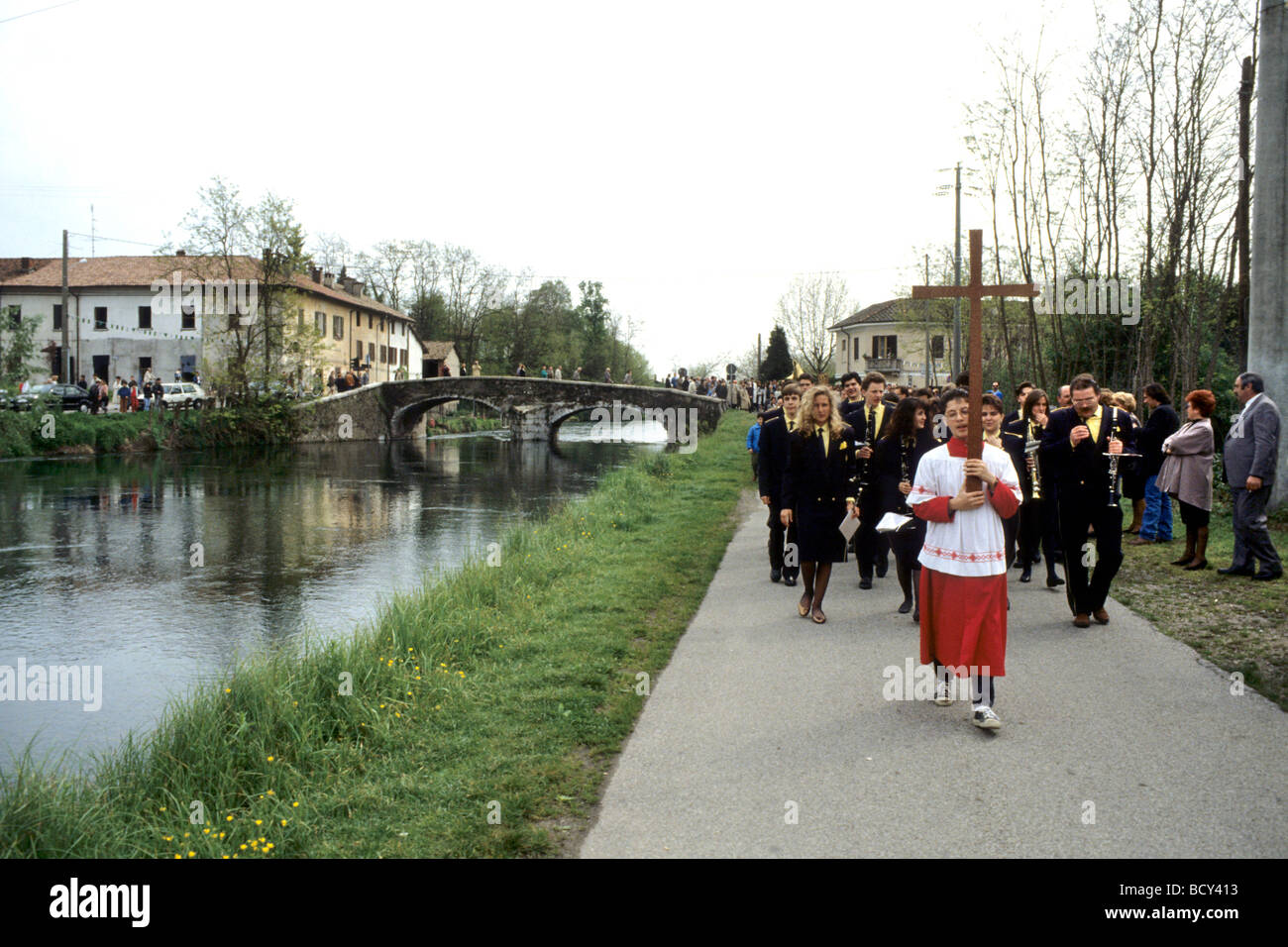 Procession on Naviglio Canal to Castelletto di Cuggiono Milan Italy ...