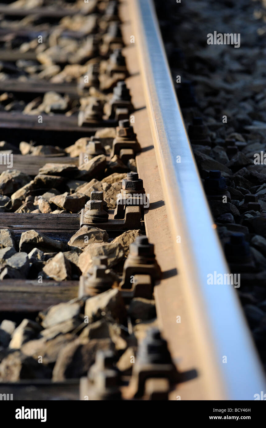 Railway tracks close up detail still life Stock Photo - Alamy