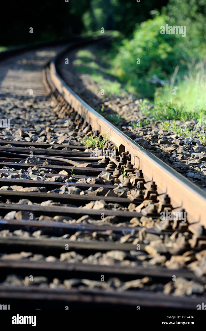 Railway tracks close up detail still life Stock Photo - Alamy
