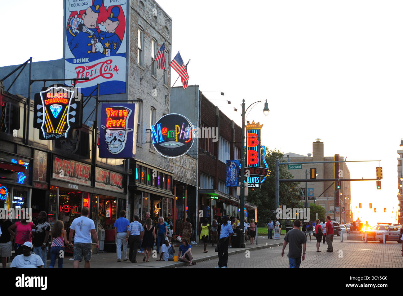 Tennessee Memphis Beale Street Sunset on Beale Street Stock Photo - Alamy