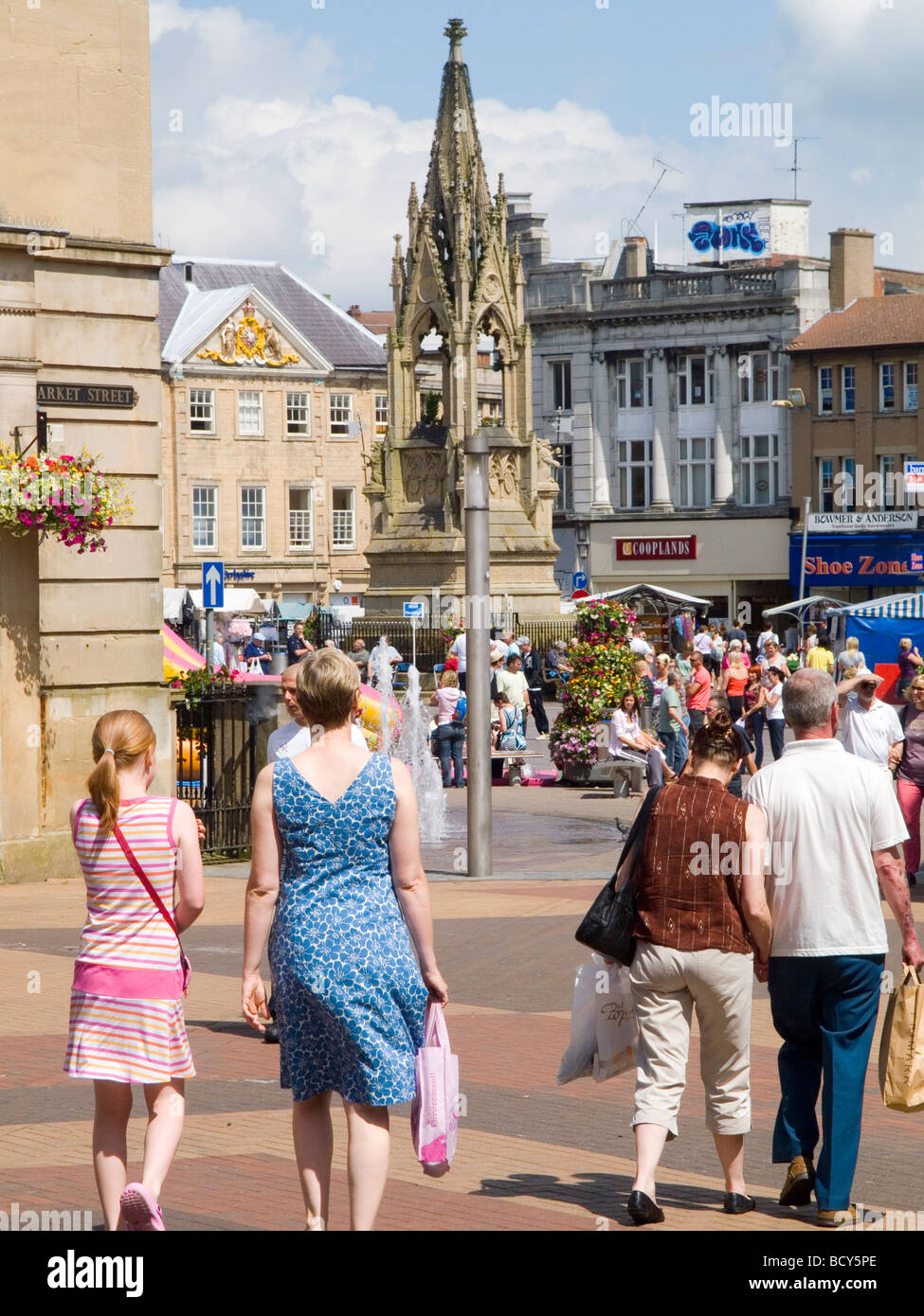 A busy Saturday afternoon in the town centre of Mansfield ...