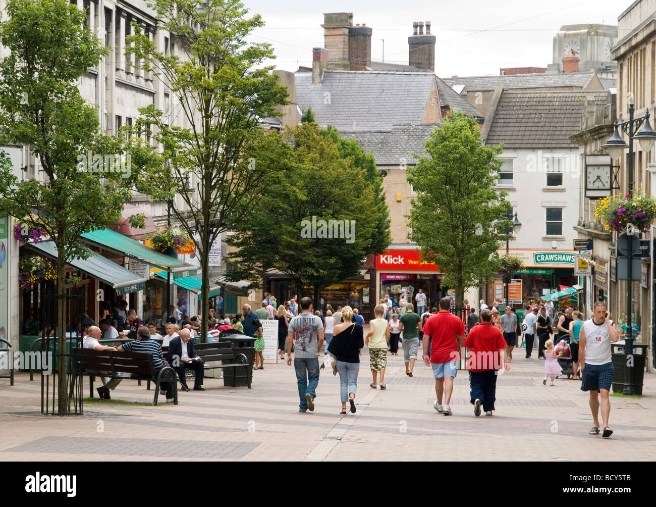 A busy Saturday afternoon in the town centre of Mansfield ...