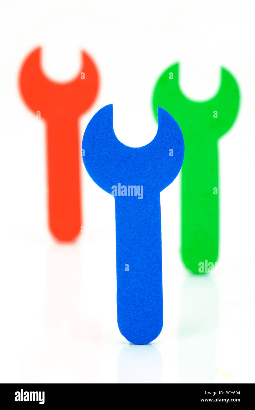 Construction spanner symbols isolated against a white background Stock ...