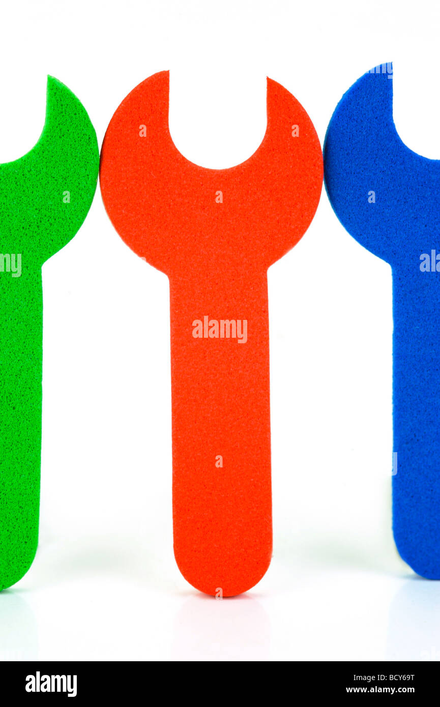 Construction spanner symbols isolated against a white background Stock ...