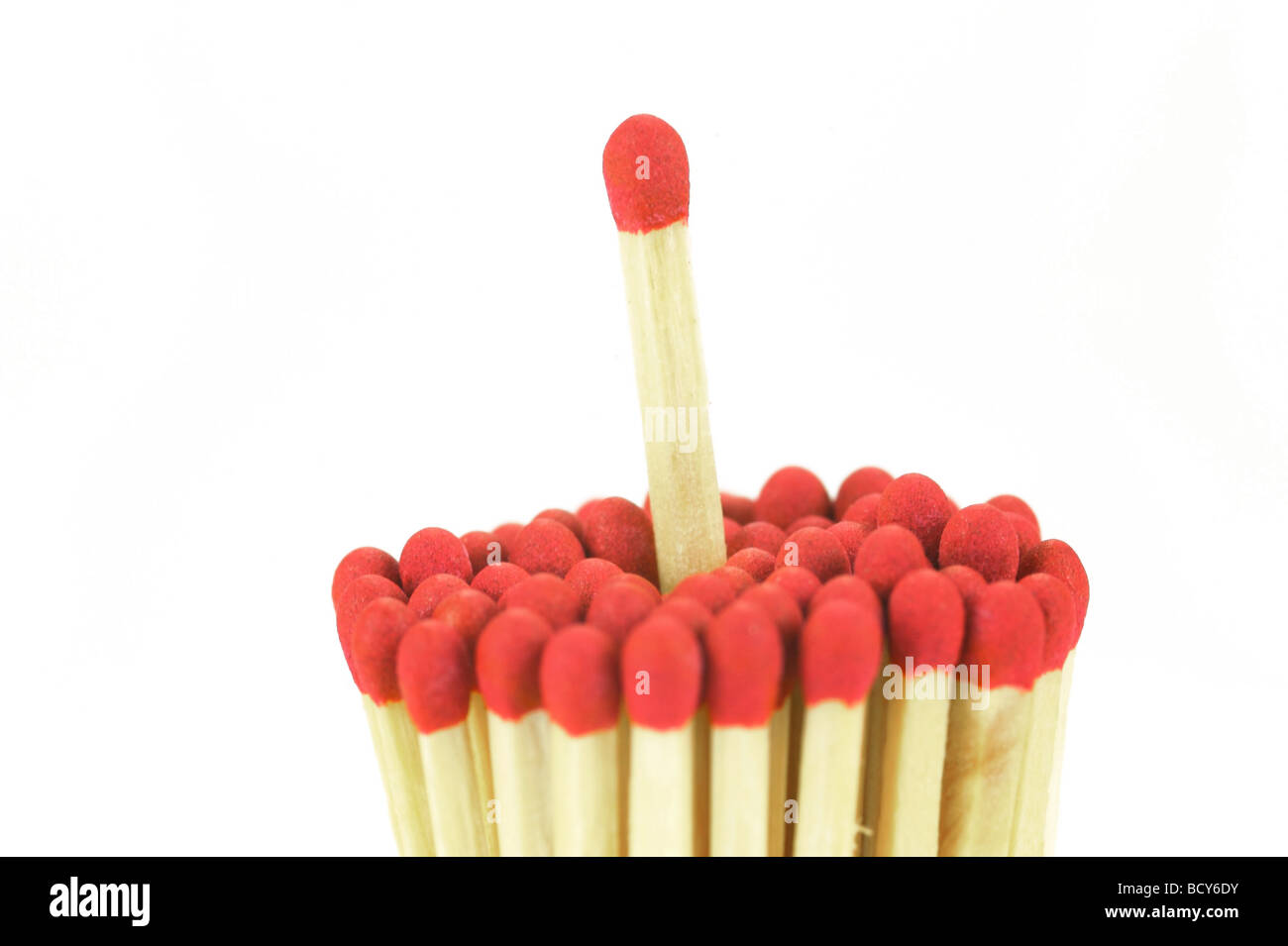 Red head matches isolated against a white background Stock Photo - Alamy
