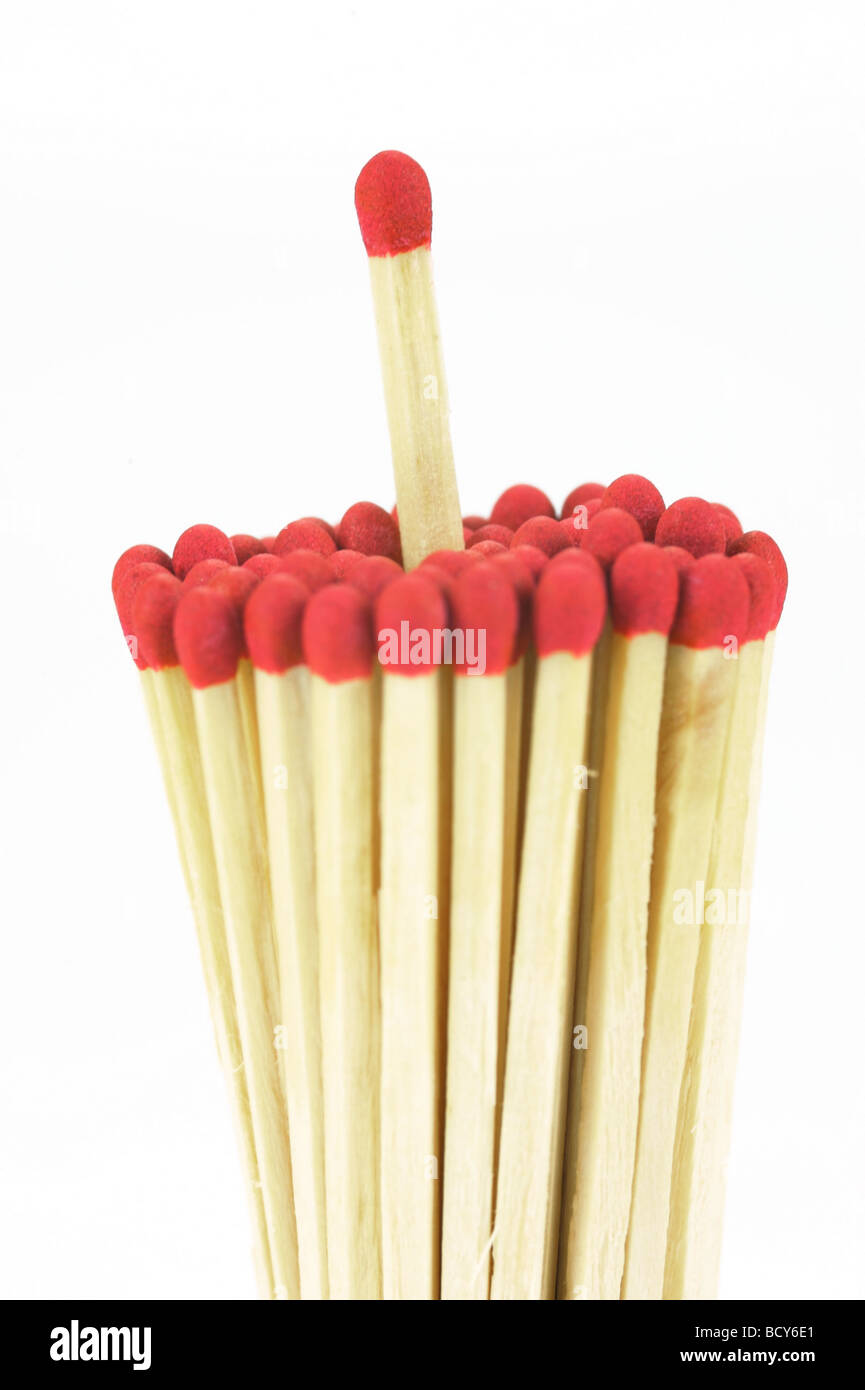 Red head matches isolated against a white background Stock Photo - Alamy