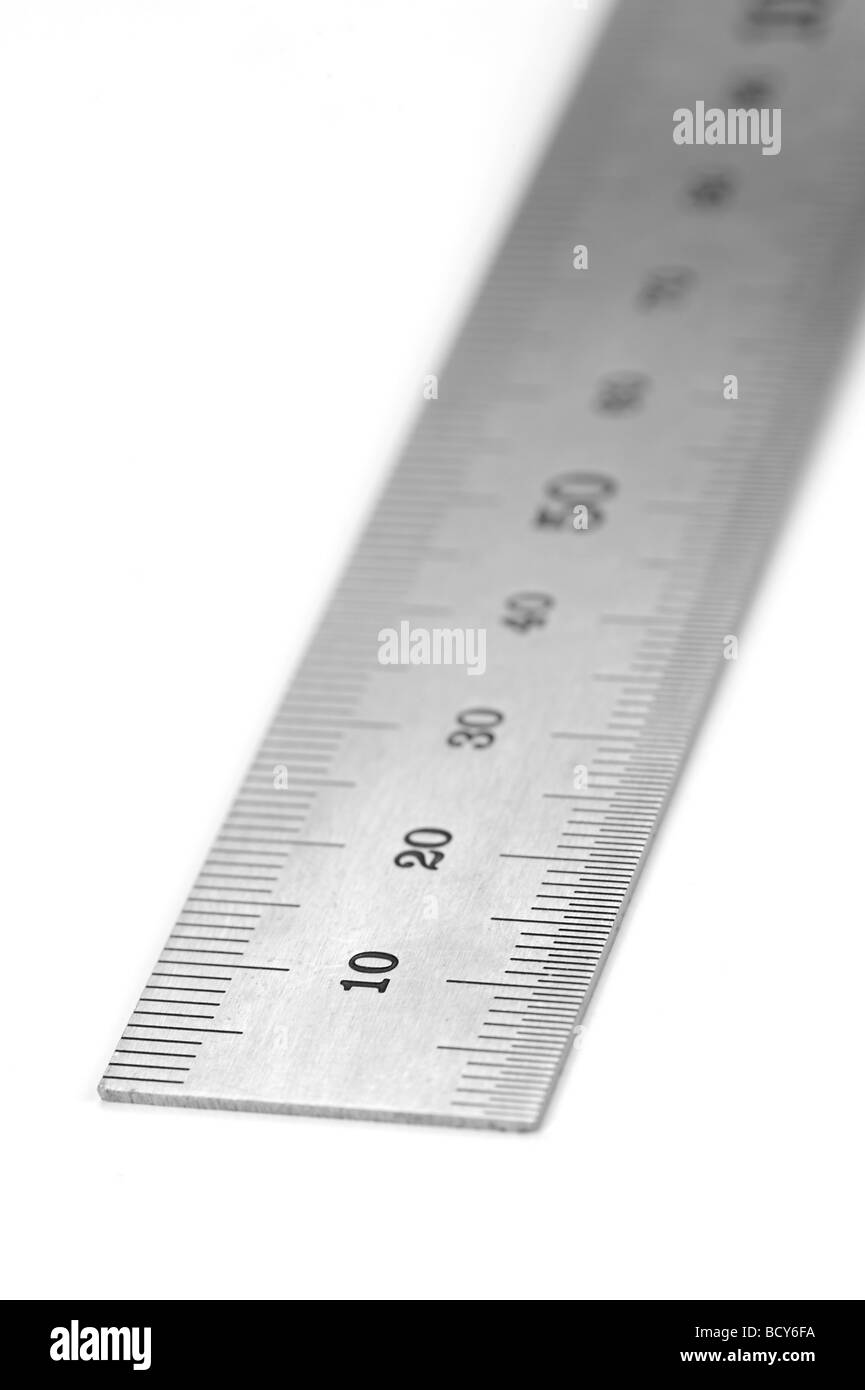 A stainless steel ruler isolated against a white background Stock Photo ...