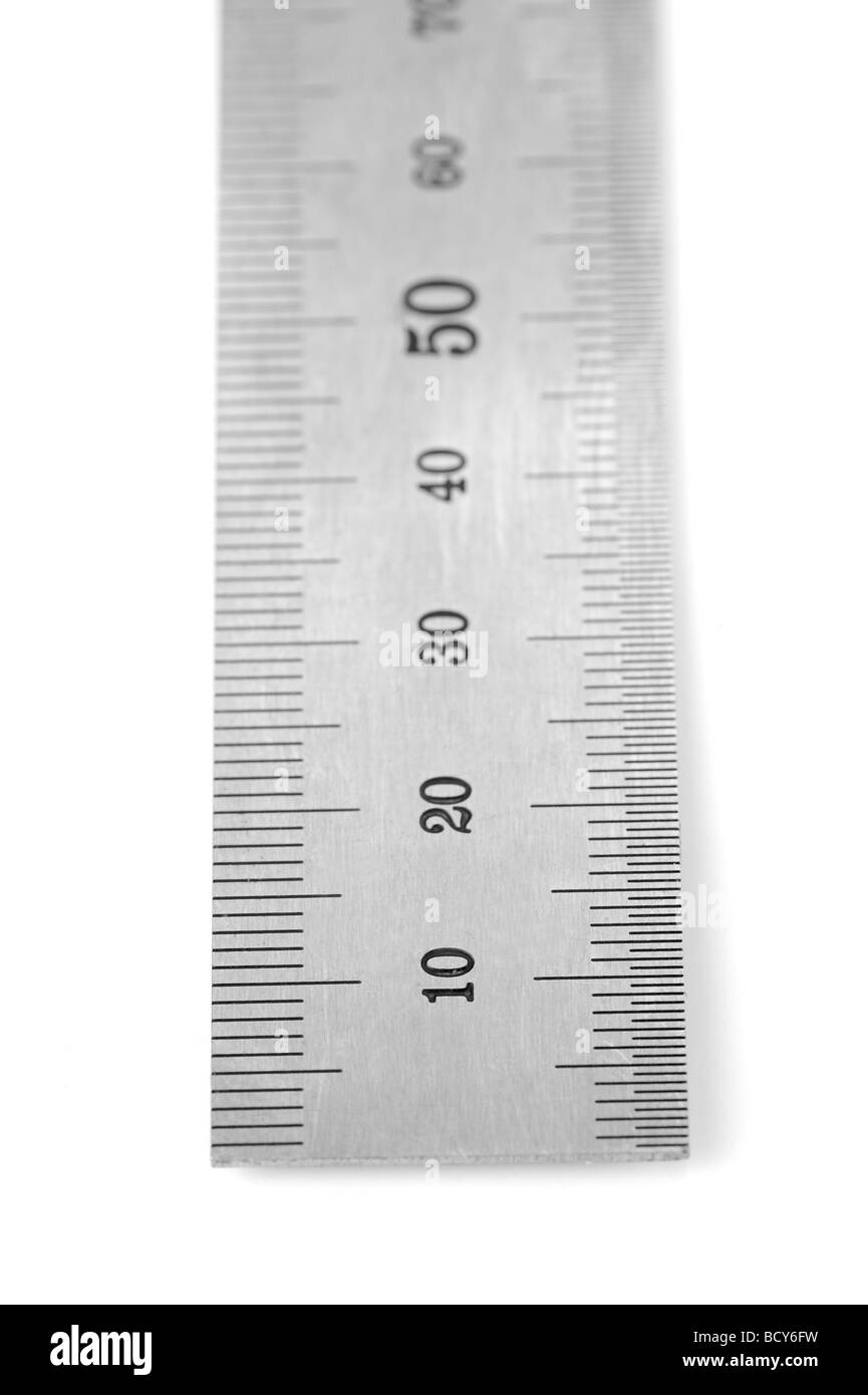 A stainless steel ruler isolated against a white background Stock Photo ...