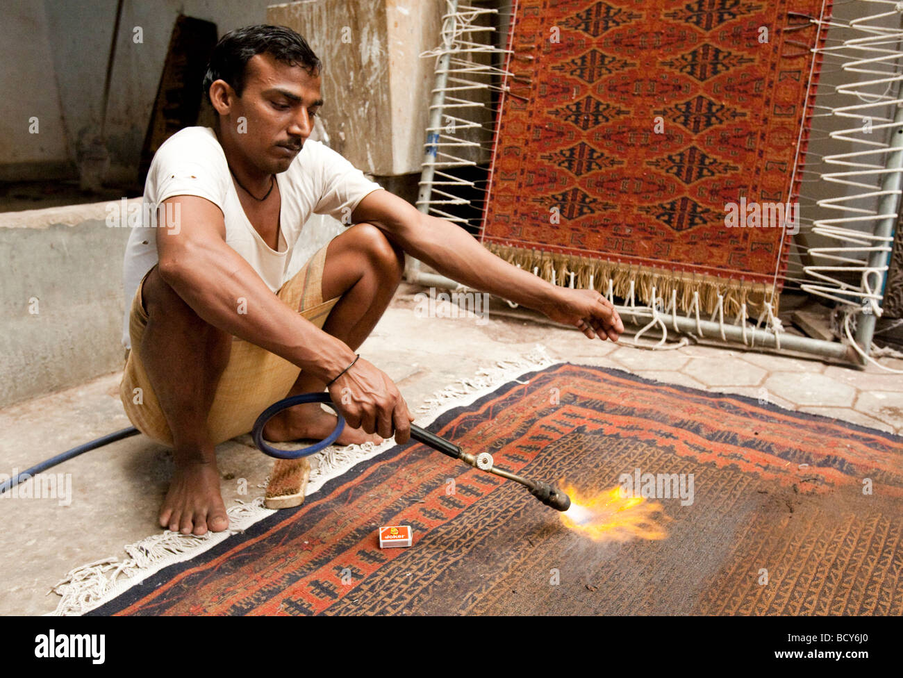Indian Man Working in A Weaving Factory In Northern Kerala India Stock ...