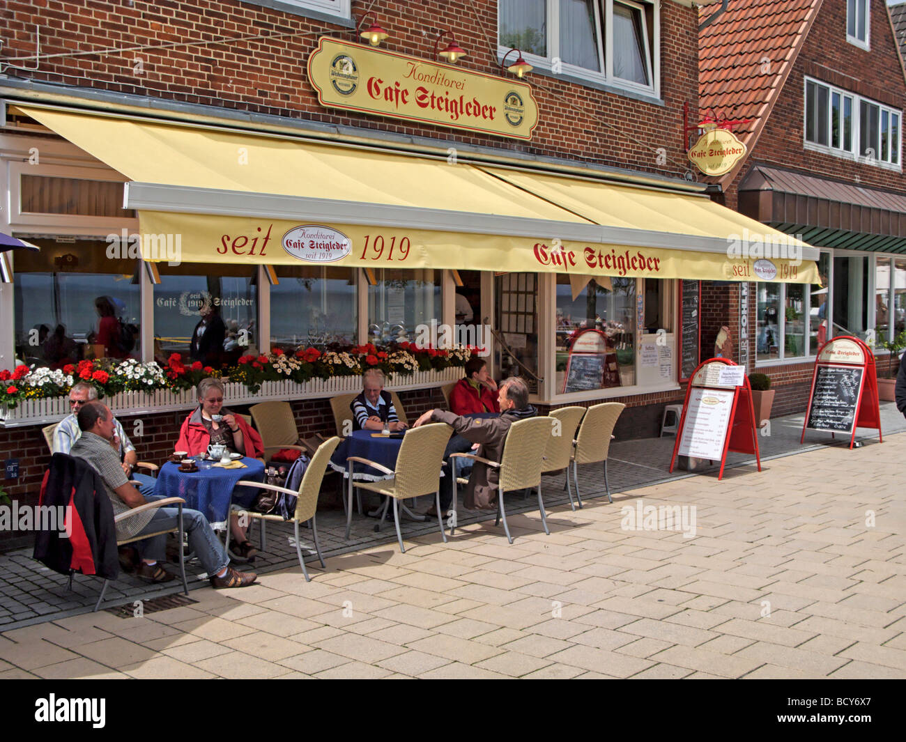 Cafe Steigleder in the Town of Wyk on the North Frisian Island of Fohr ...