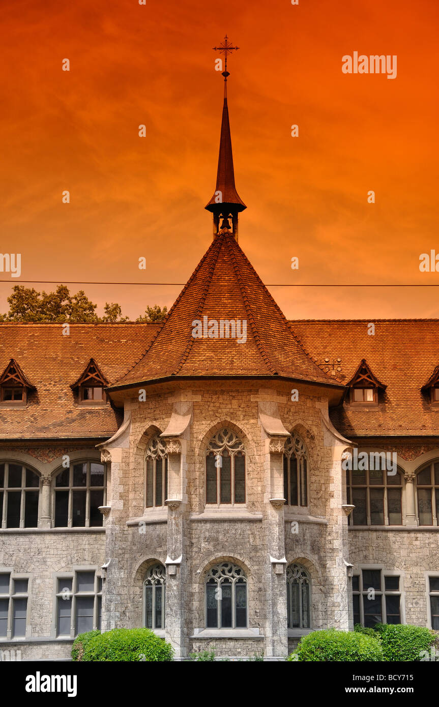 Swiss National Museum in Zurich at sunset Stock Photo - Alamy