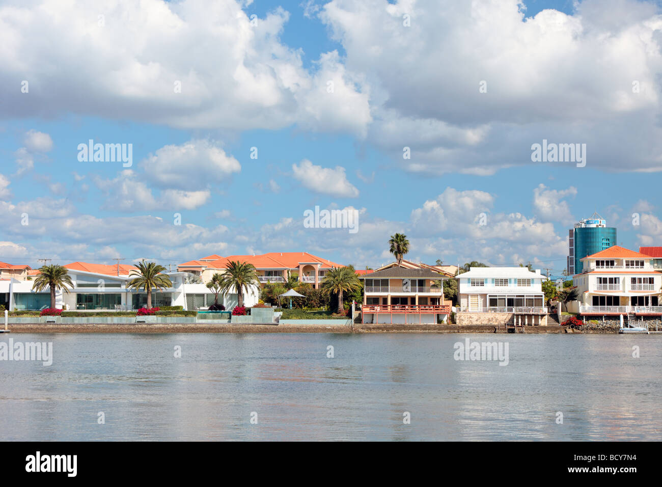 Waterfront homes fronting a river showing development in urban design ...