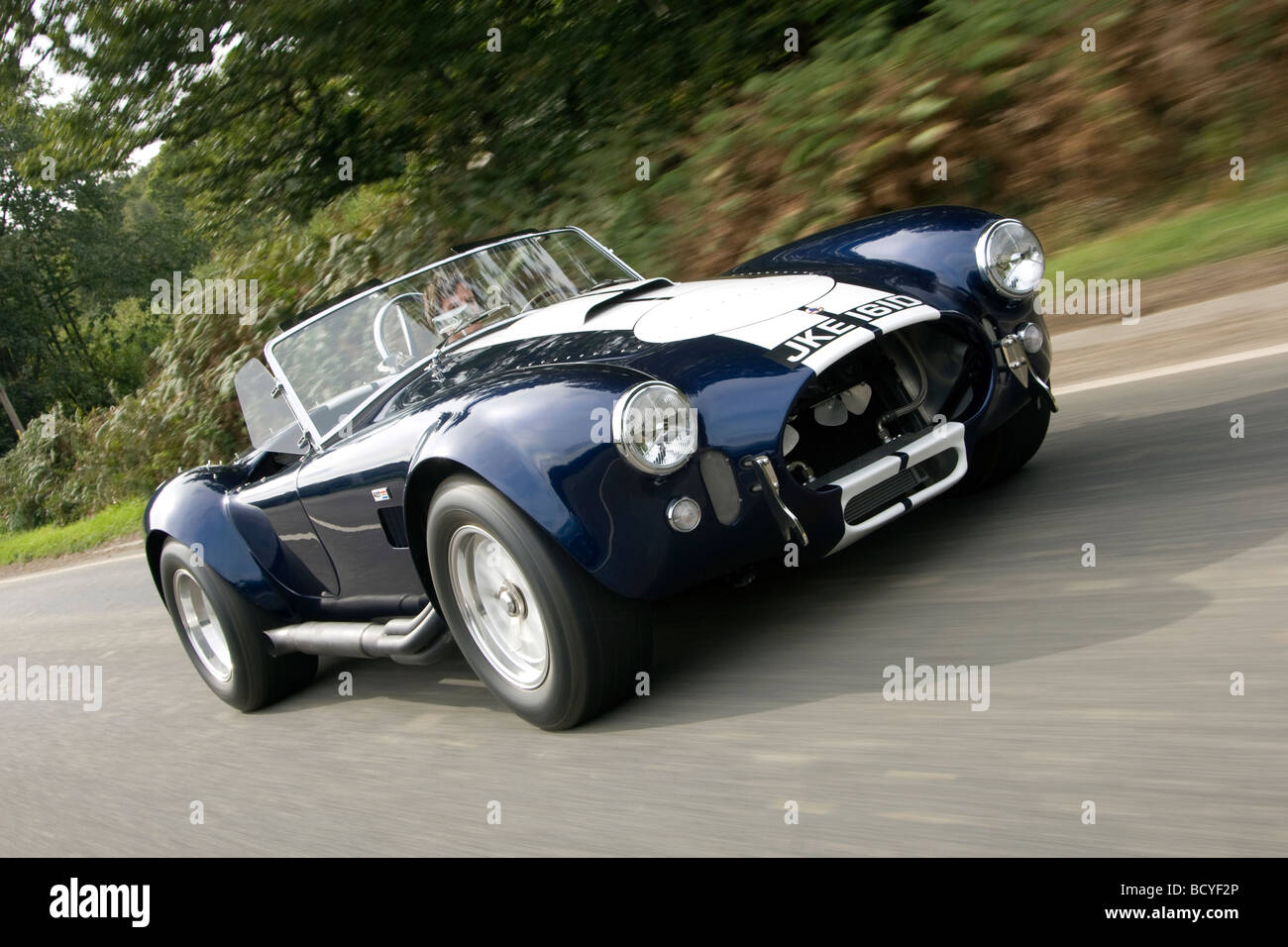 AC Shelby Cobra classic sports car driving action Stock Photo - Alamy